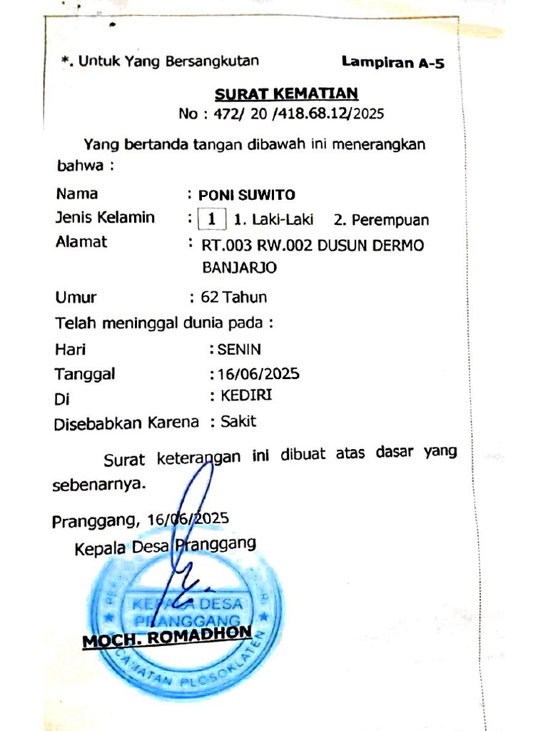 Scan Surat Kematian | PDF
