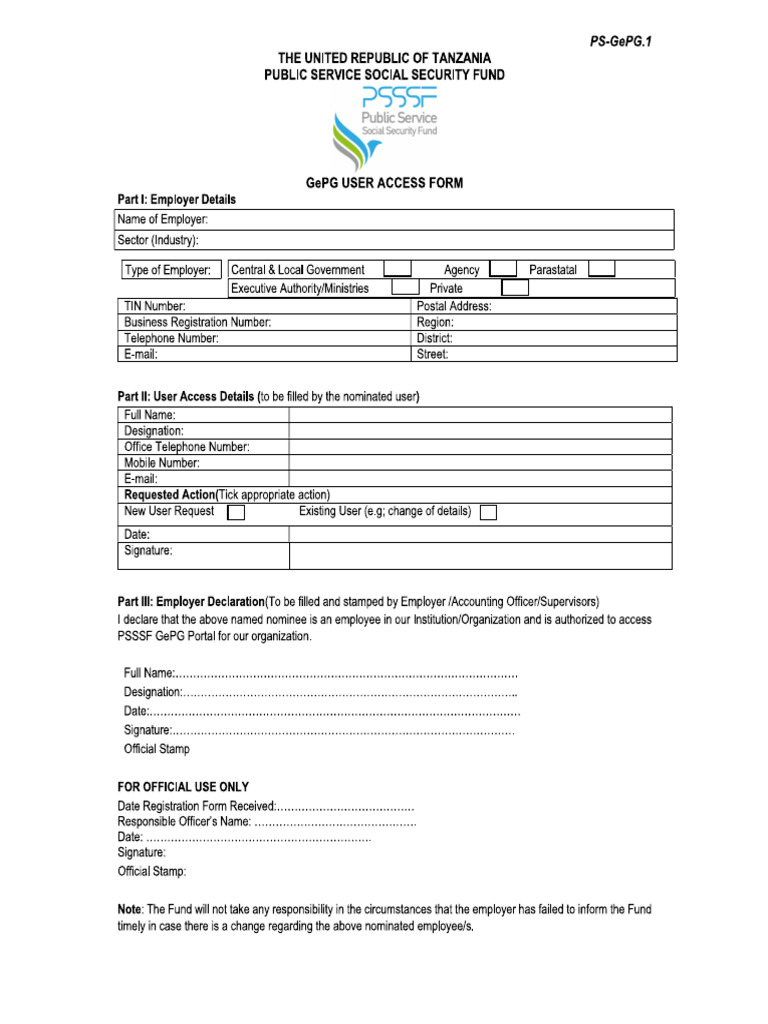 PSSSF Form | PDF