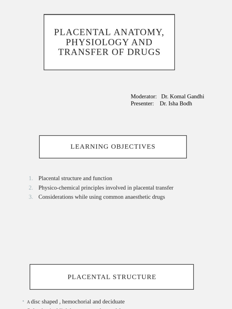 Placental Anatomy and Drug Transfer | PDF | Placenta | Fentanyl