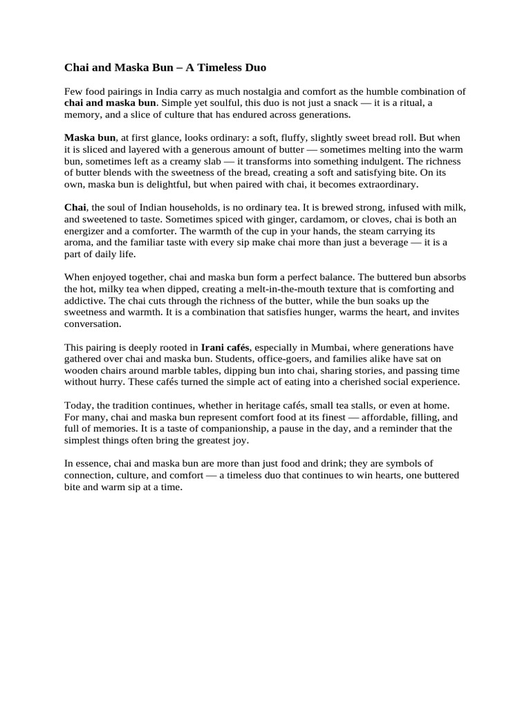 Chai and Maska Bun | PDF