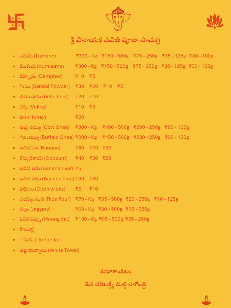 Pooja List | PDF