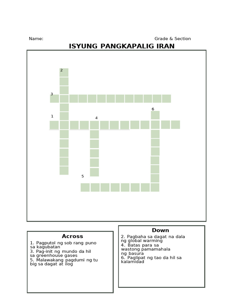 Green White Plot and Conflict Crossword Puzzle Worksheet | PDF