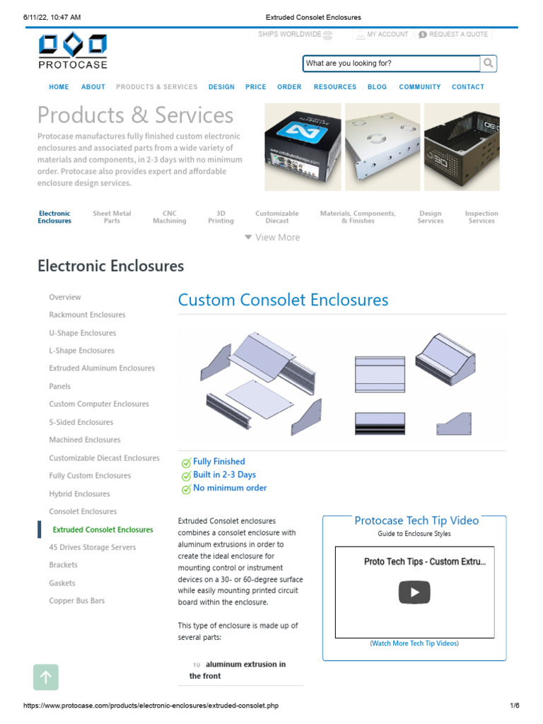 Custom Extruded Consolet Enclosures | PDF | Extrusion | Building Materials