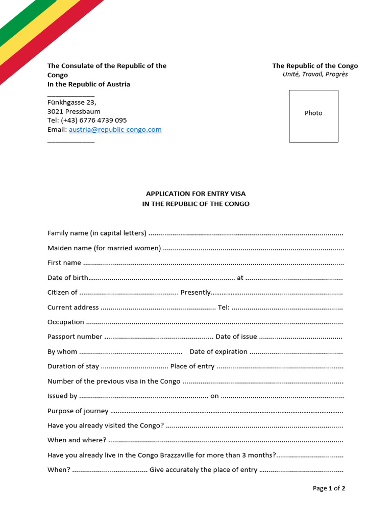 Visa Application CG en | PDF | Travel Visa | Republic Of The Congo