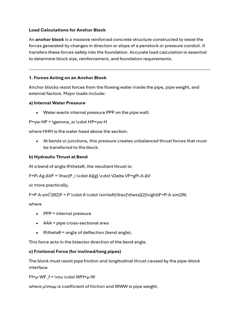 Anchor Load Calculation Methods | PDF | Force | Friction