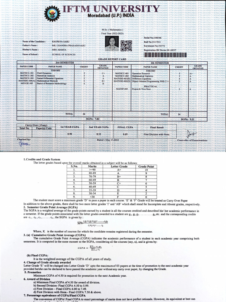 M.SC Final Marksheet | PDF