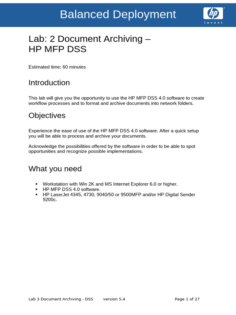 02.document Archiving HP DSS Lab 5.4 1 | PDF | Computer File | File ...