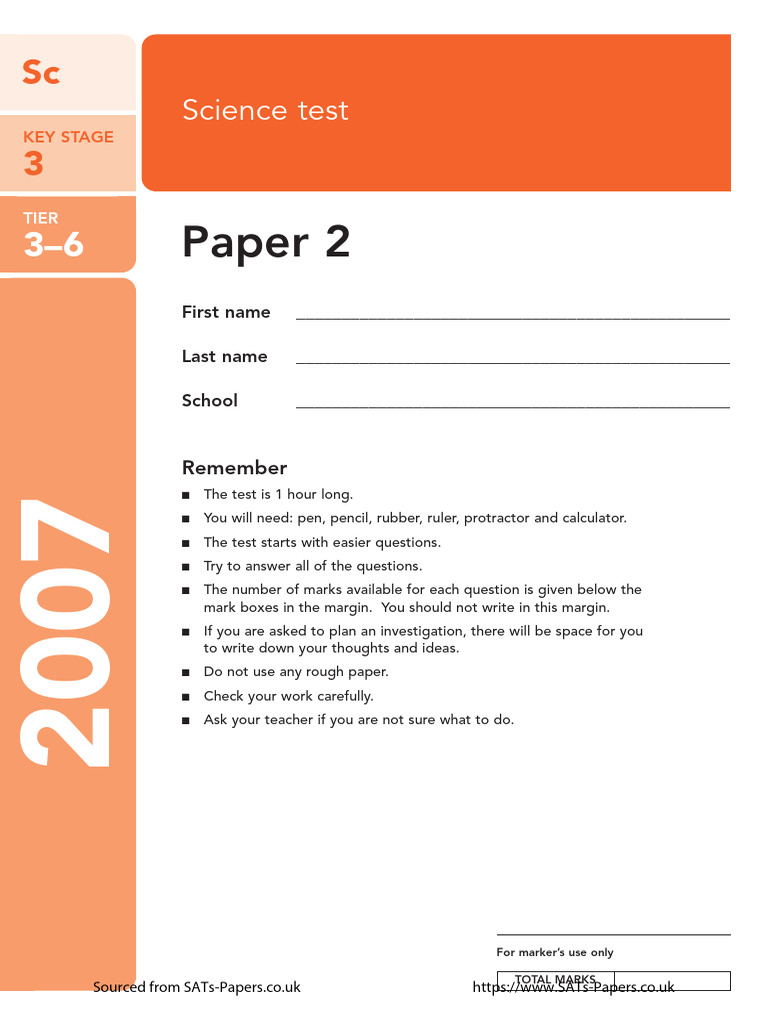 KS3 Science Test Paper 2 Guide | PDF | Solar System | Natural Satellite