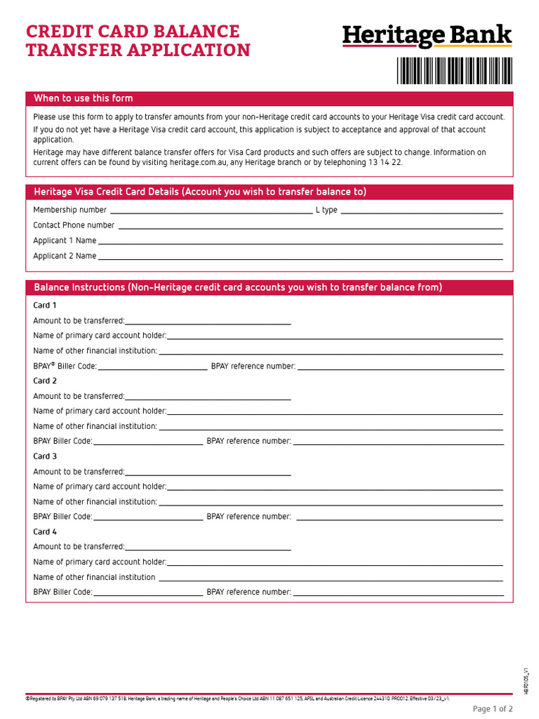 Credit Card Balance Transfer Form | PDF | Credit Card | Service Industries