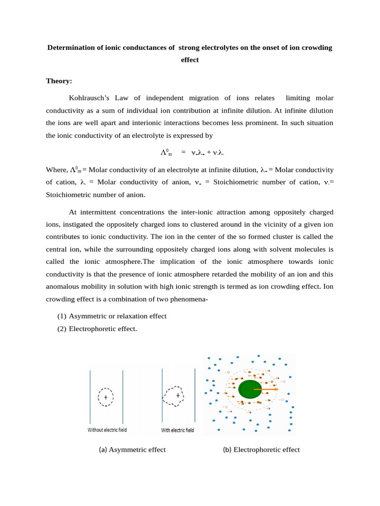 Ionic Conductance and Ion Crowding Effects | PDF | Ion | Salt (Chemistry)