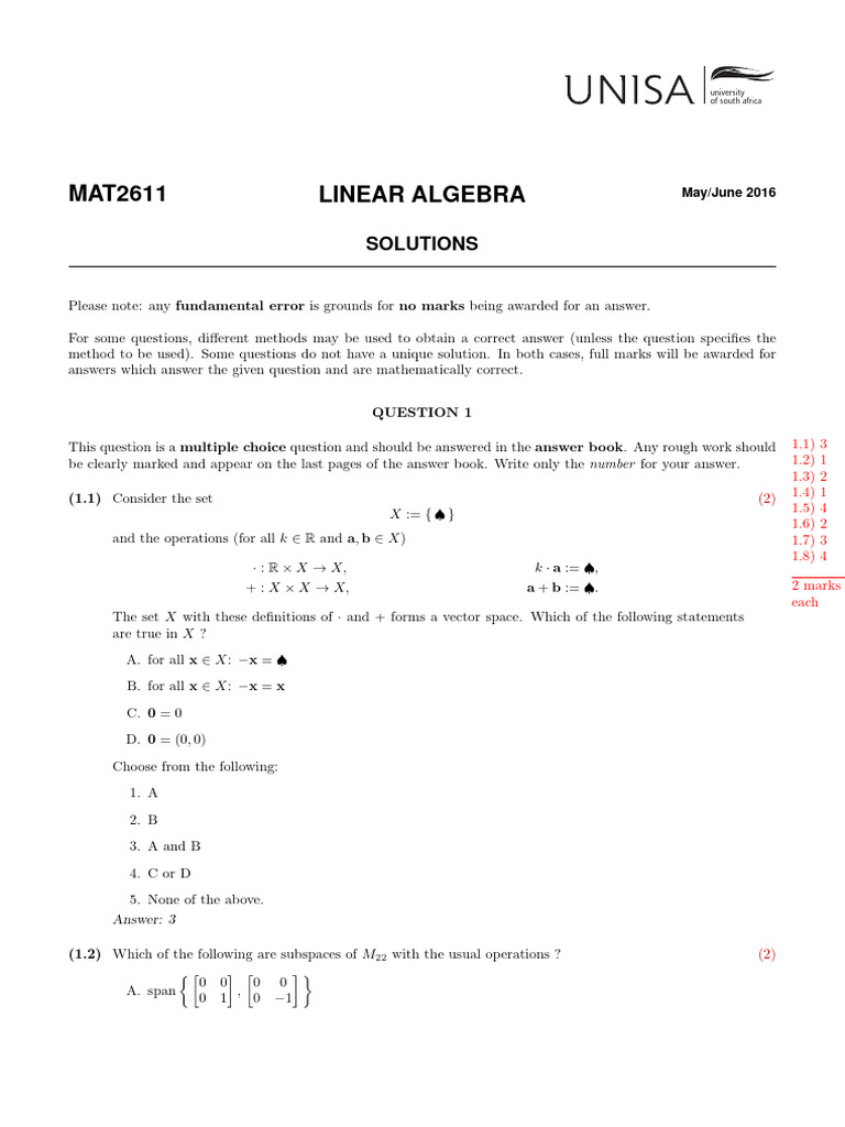 May June 2016 Exam Solution | PDF | Eigenvalues And Eigenvectors | Mathematical Objects