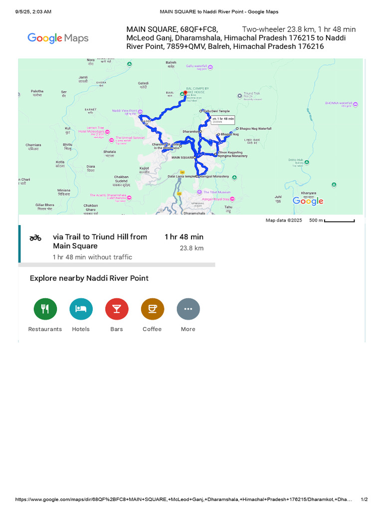 MAIN SQUARE To Naddi River Point - Google Maps | PDF