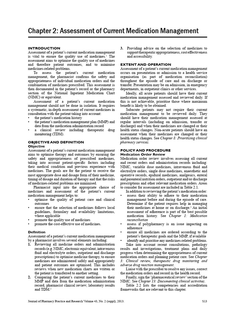 Chapter 2 - Assessment of Current Medication Management | PDF ...