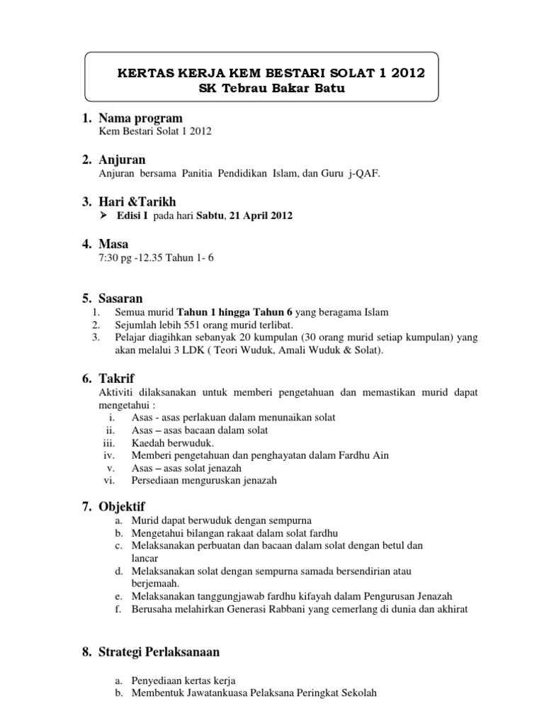 Contoh Aktiviti Kem Bestari Solat - terriploaty