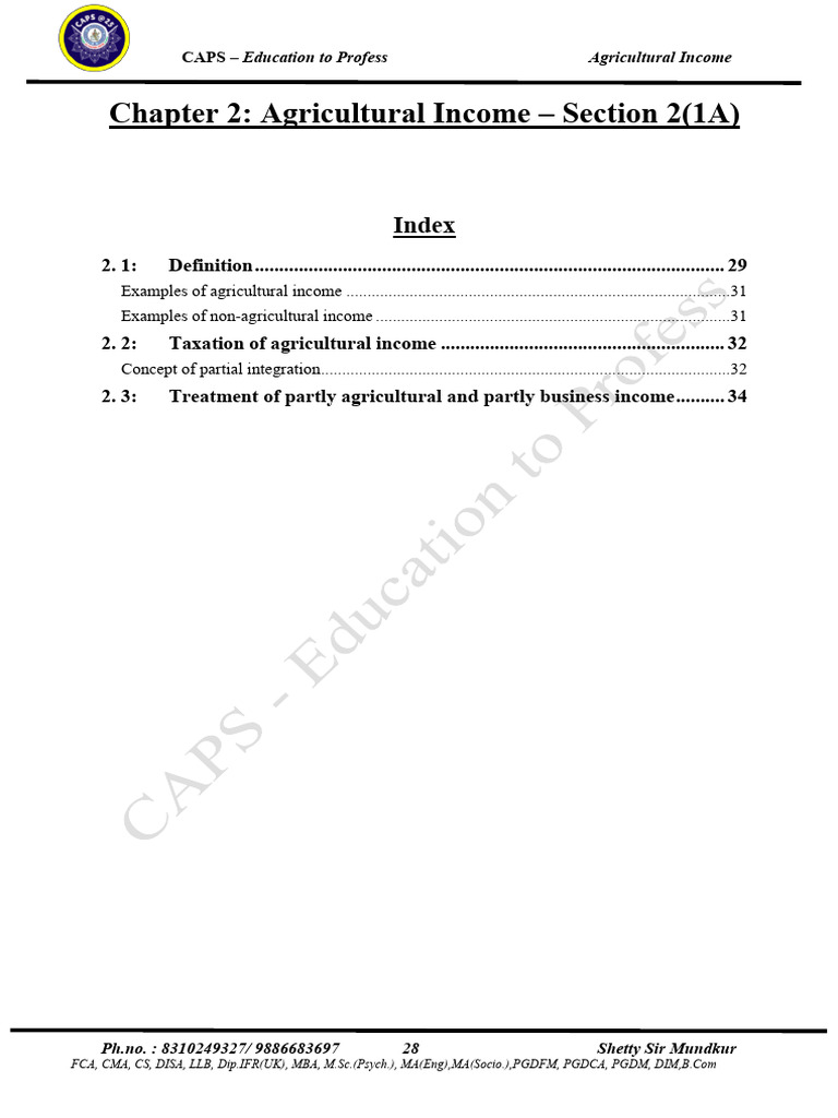 Agricultural Income Taxation Overview | PDF | Taxes | Income