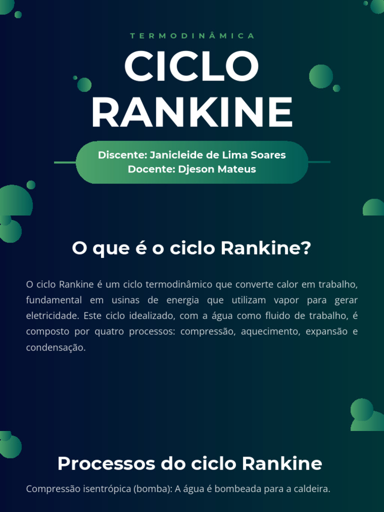 Entendendo o Ciclo Rankine em Termodinâmica | PDF | Termodinâmica ...
