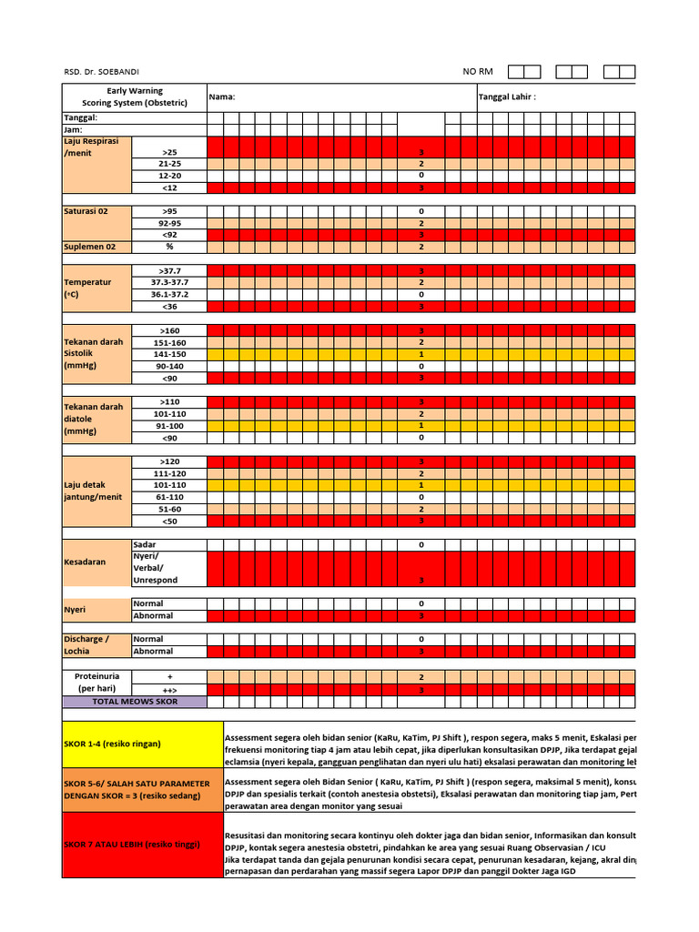 Lembar Observasi Ews Obstetric | PDF