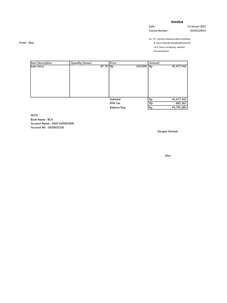 Invoices for PT. Genesis Regeneration | PDF | Invoice | Accounting