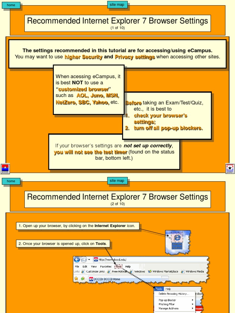 Recommended Internet Explorer 7 Browser Settings | PDF | Internet ...