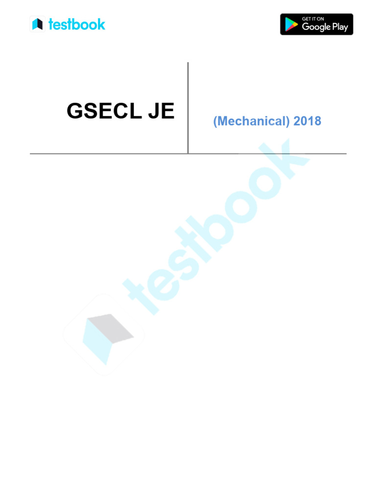 GSECL JE (Mechanical) Official Paper (Held in - 2018) | PDF | Viscosity | Boundary Layer