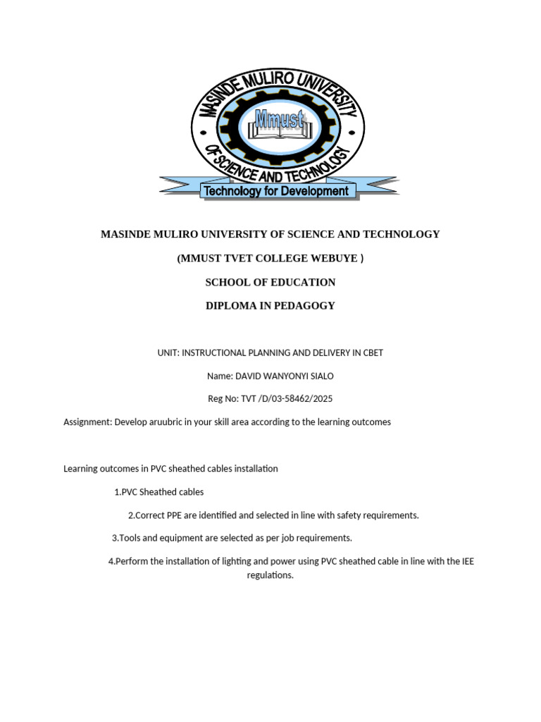 Rubrics For PVC Sheathed Cables | PDF