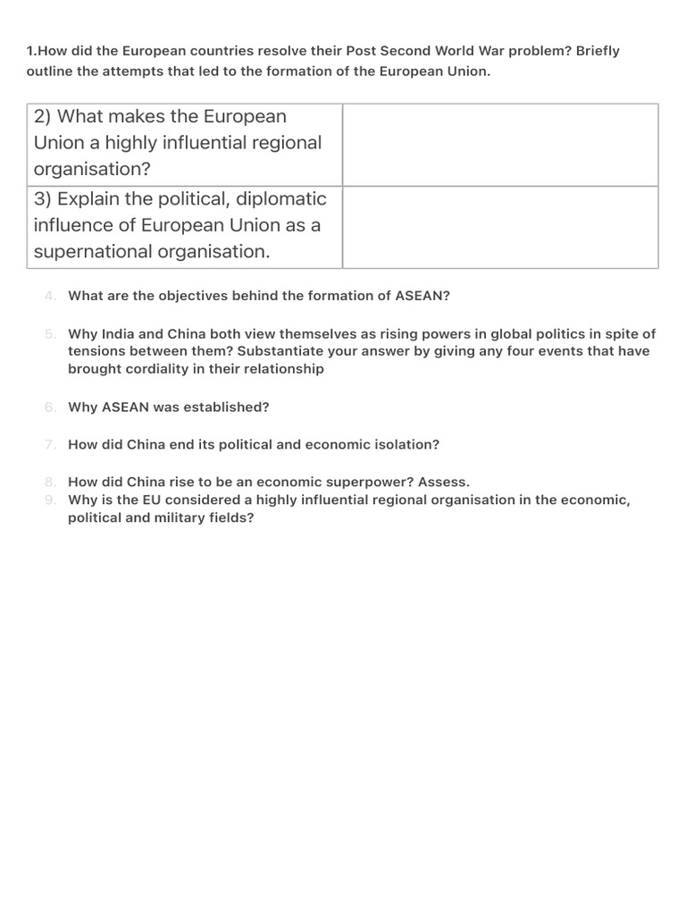 1.how Did The European Countries Resolve Their Post Second World War | PDF