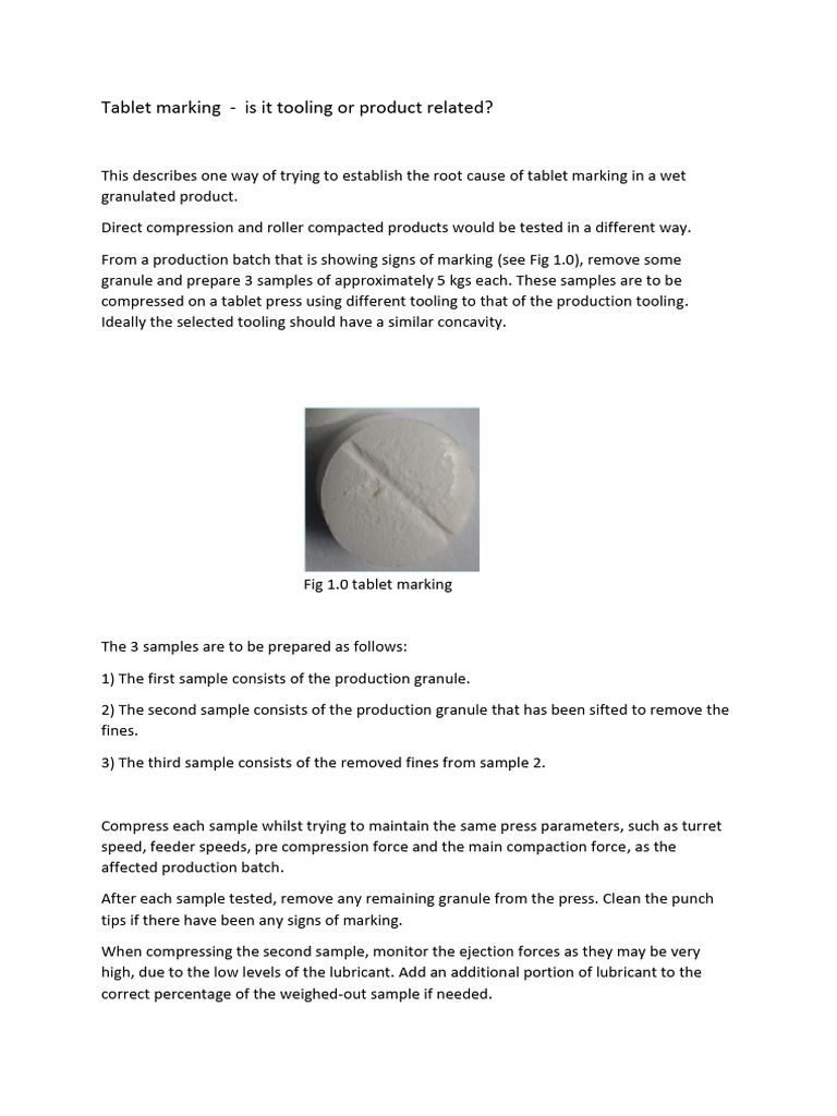 Tablet Marking: Tooling vs. Granule Issues | PDF | Physical Sciences ...