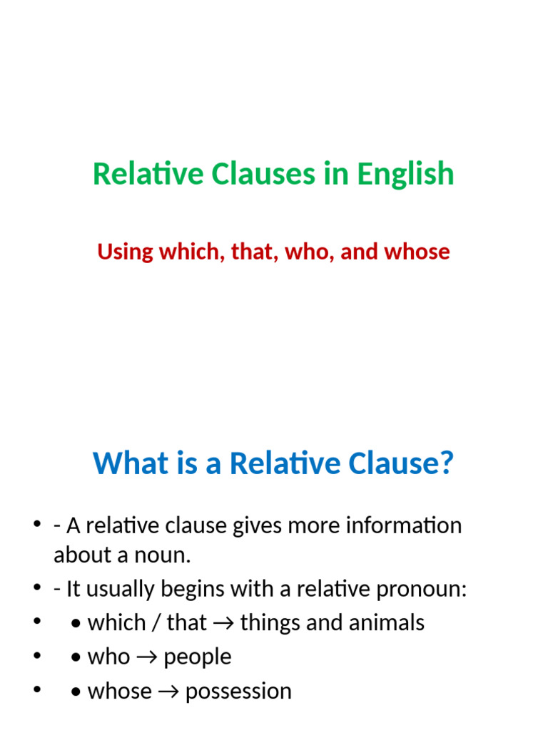 Understanding Relative Clauses in English | PDF
