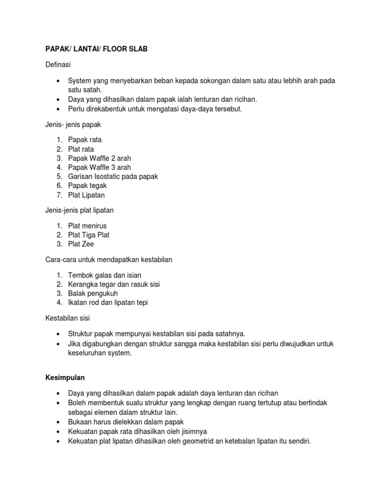 Jenis dan Kestabilan Papak Lantai | PDF