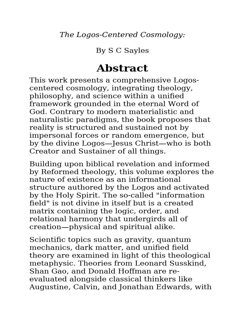 The Logos Centered Cosmology by S C Sayl | PDF | Logos | Logos ...