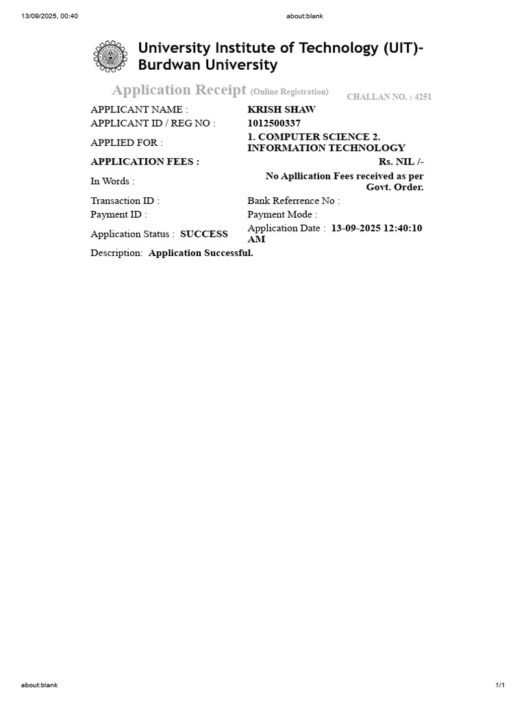 Uit Receipt | PDF