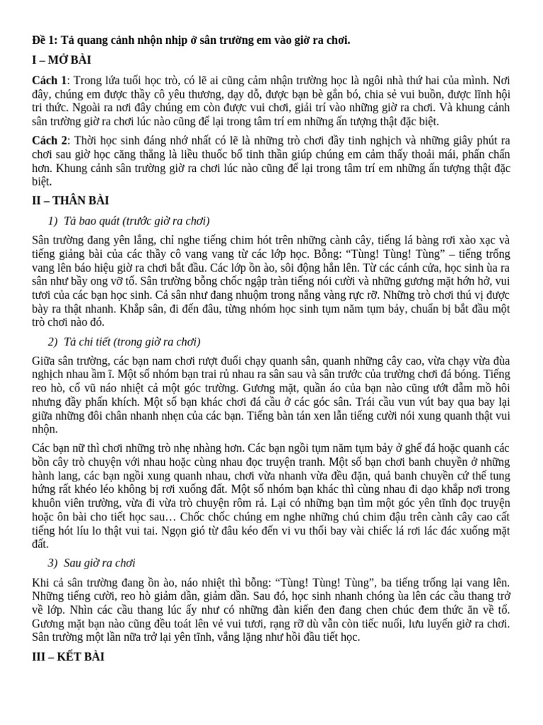 Tả cảnh GHKII L6 | PDF