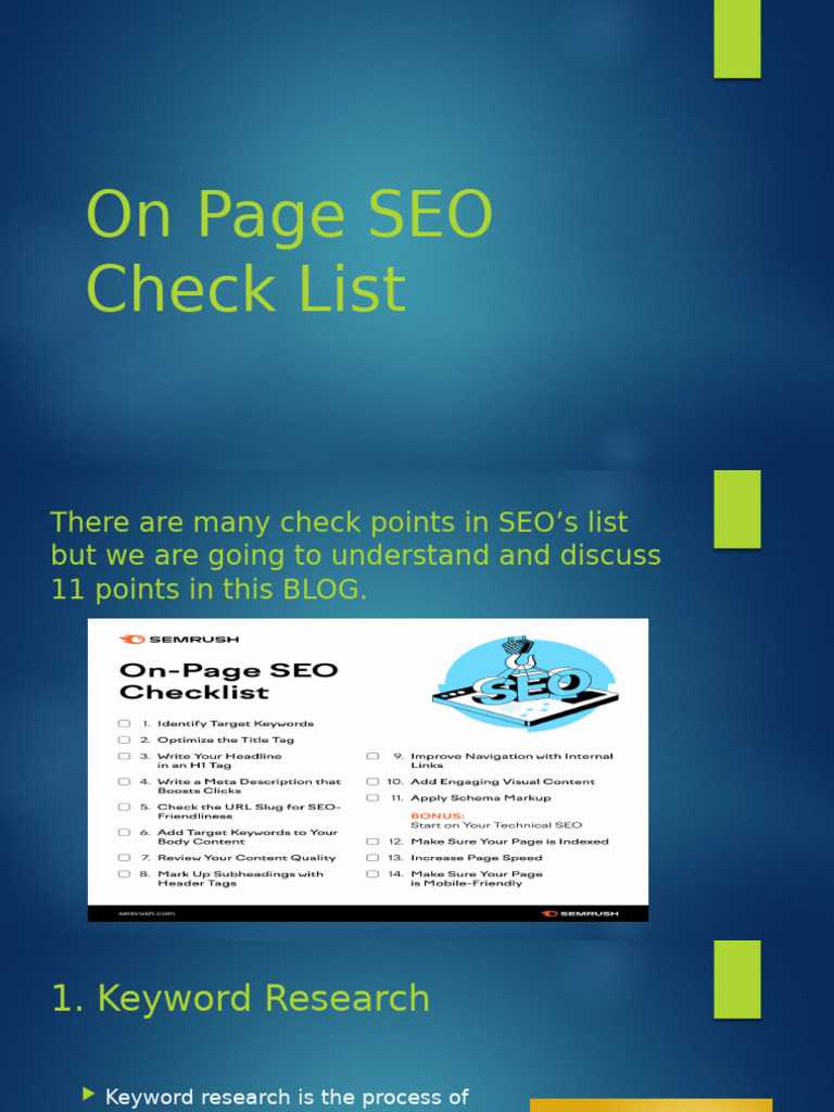 On Page SEO Check List | PDF | Search Engine Optimization | Internet ...