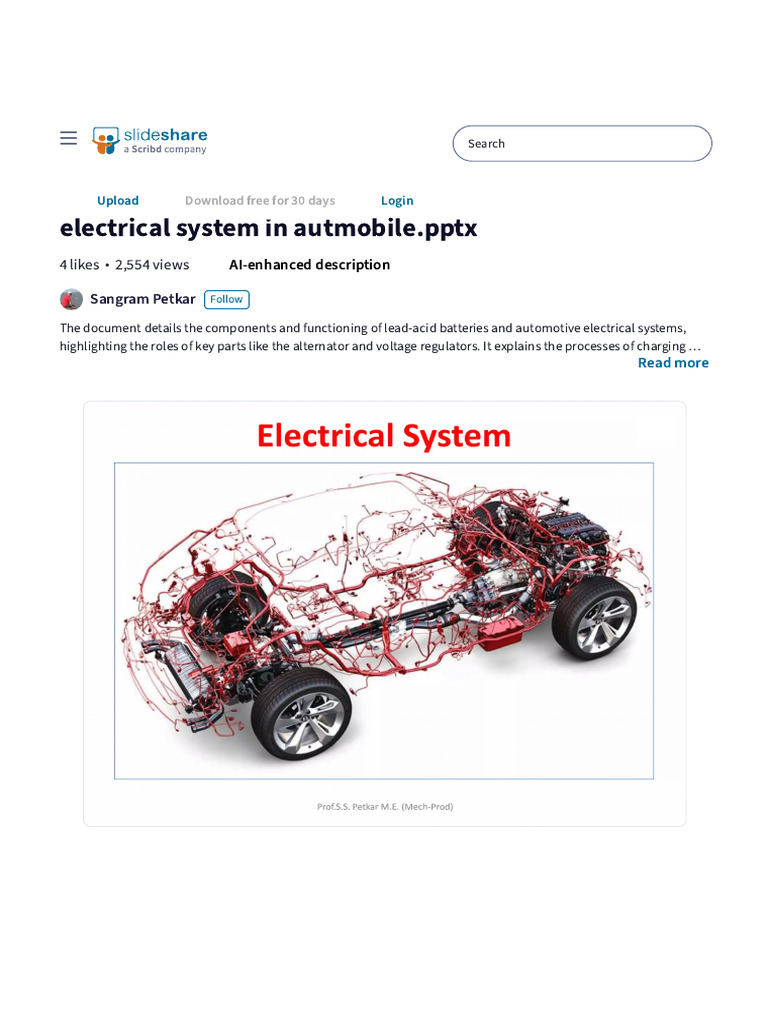 Automotive Electrical System Overview | PDF | Rectifier | Electric Motor