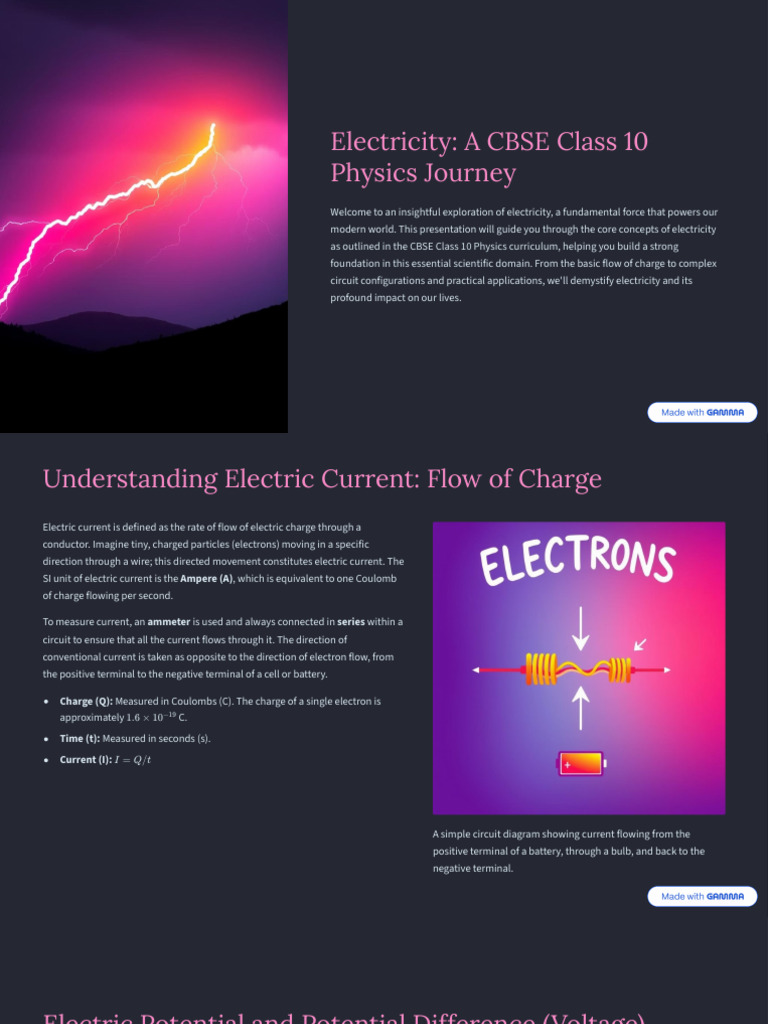 CBSE Class 10 Physics: Electricity Guide | PDF | Electrical Resistivity ...