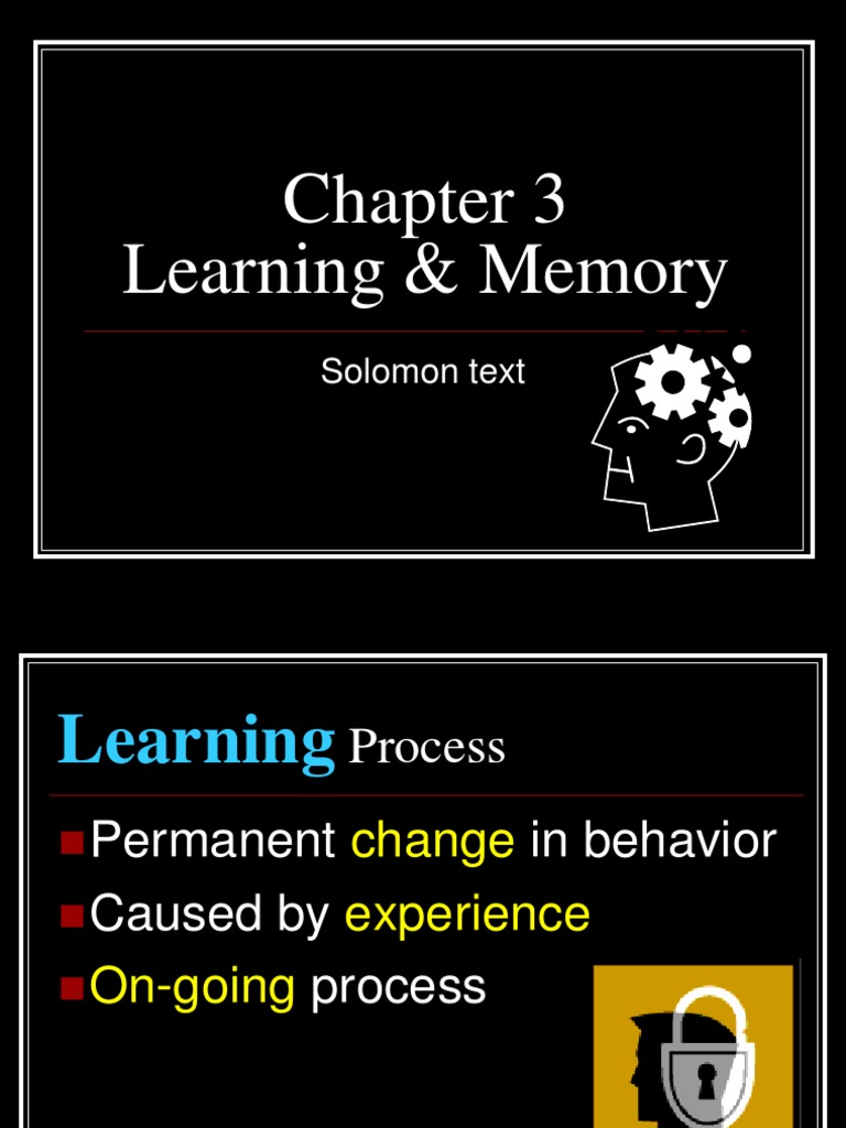 Chapter 3 - My Solomon - Learning | PDF | Classical Conditioning | Memory