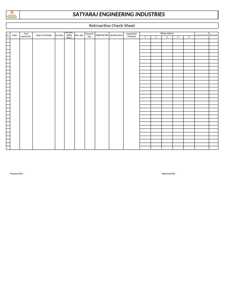 Retroactive Check Sheet | PDF