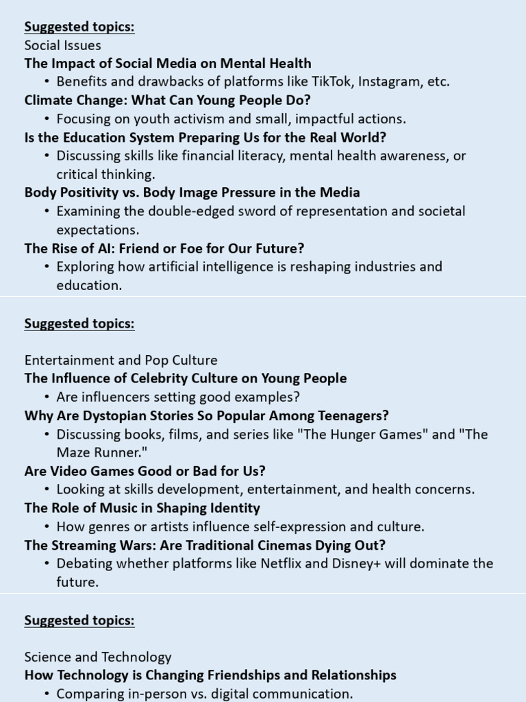 Possible Speaking and Listening Topics | PDF | Artificial Intelligence ...