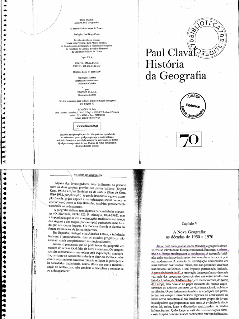 CLAVAL, Paul. História Da Geografia - Capítulos | PDF