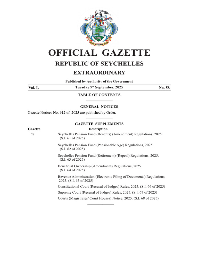Extraordinary Gazette No 58 - 9th September 2025 - 2 | PDF | Separation ...