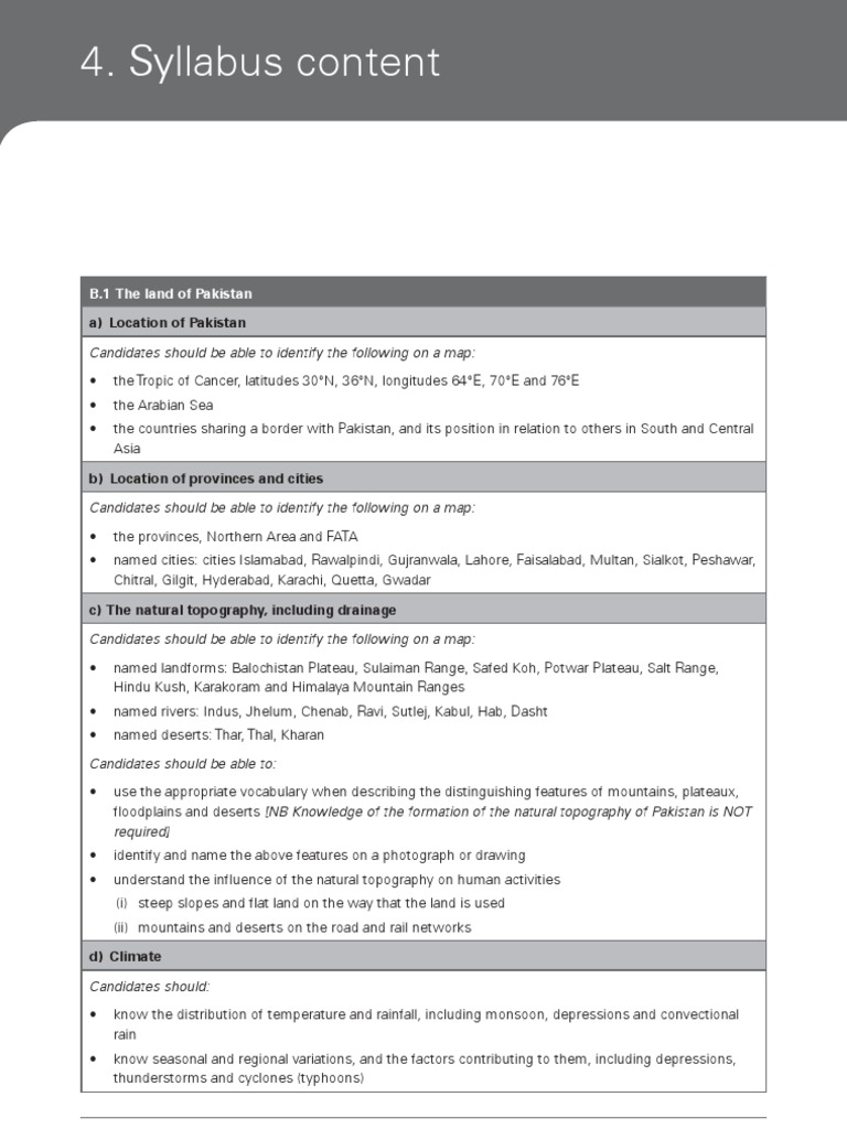 Geography Syllabus | PDF | Agriculture | Tourism