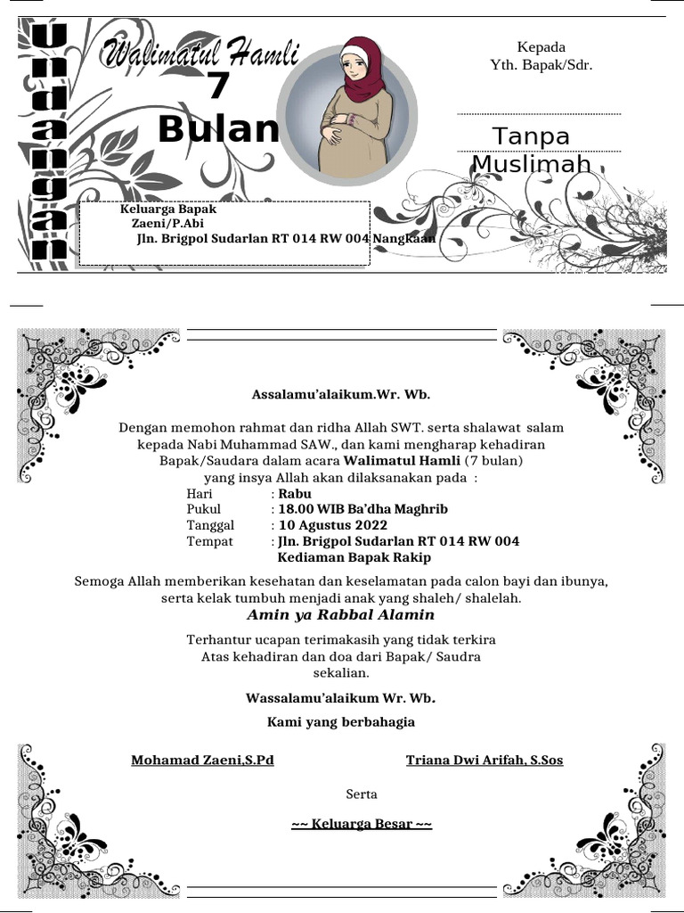 Undangan Walimatul Hamli 7 Bulan | PDF