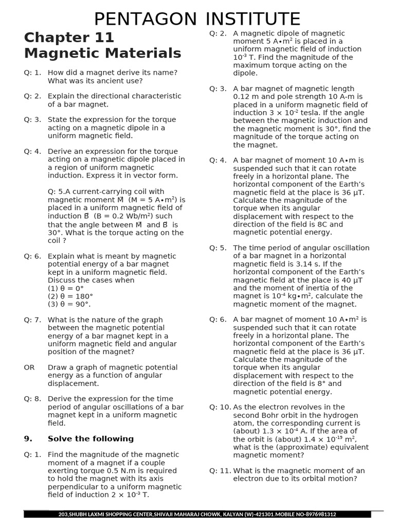 Magnetic Materials: Properties & Equations | PDF | Magnetic Field ...