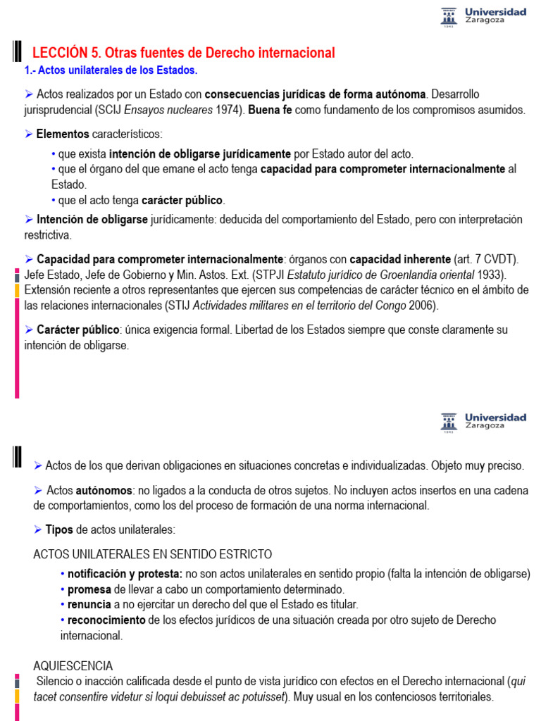 Actos Unilaterales y Resoluciones Internacionales | PDF | Estado ...