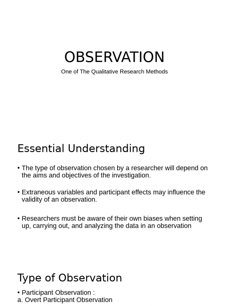 Types and Analysis of Observational Research | PDF | Qualitative ...