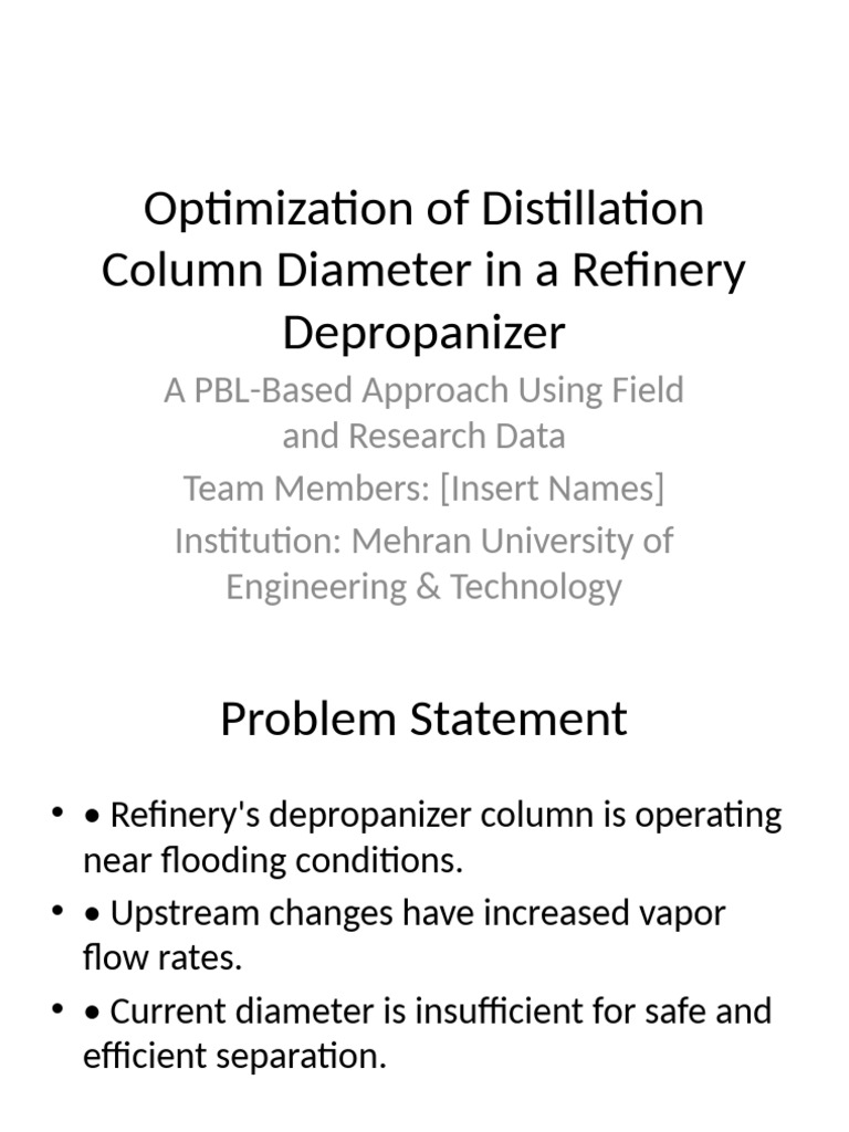 Distillation Column Diameter PBL Presentation | PDF
