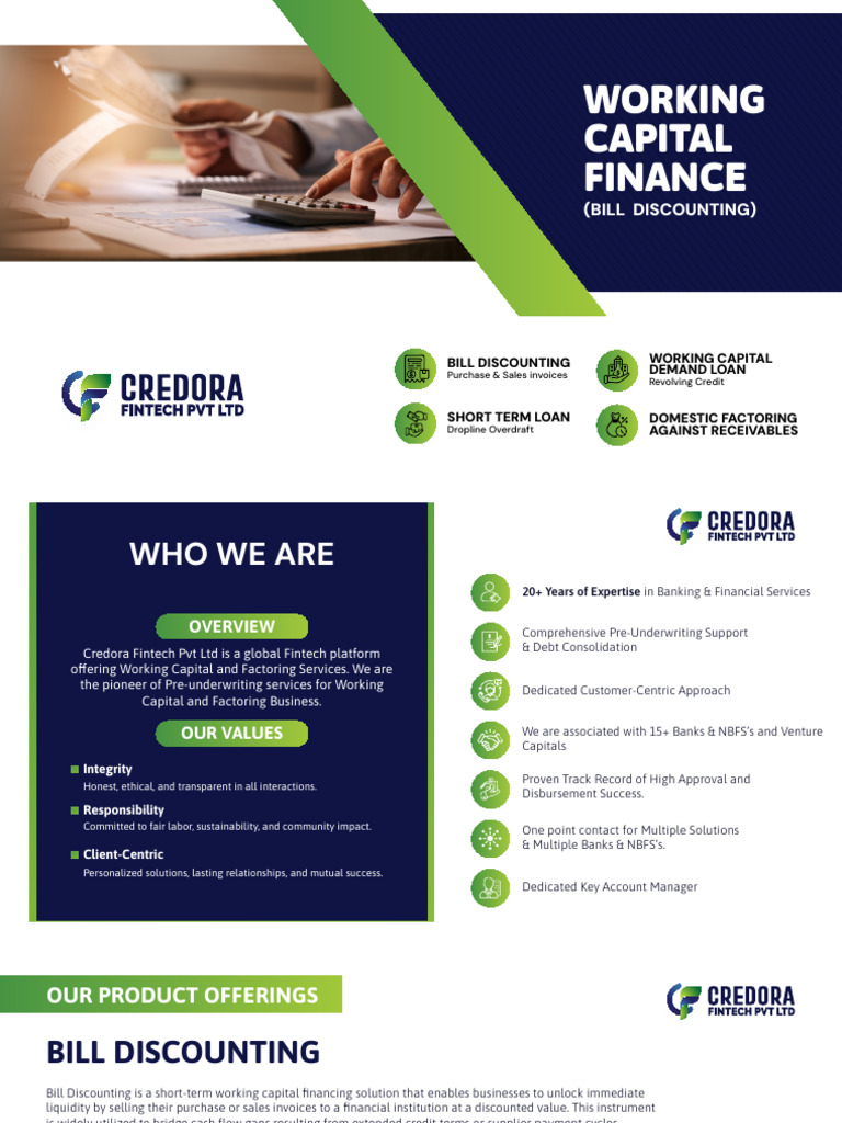 Credora Fintech: Working Capital Solutions | PDF | Factoring (Finance ...