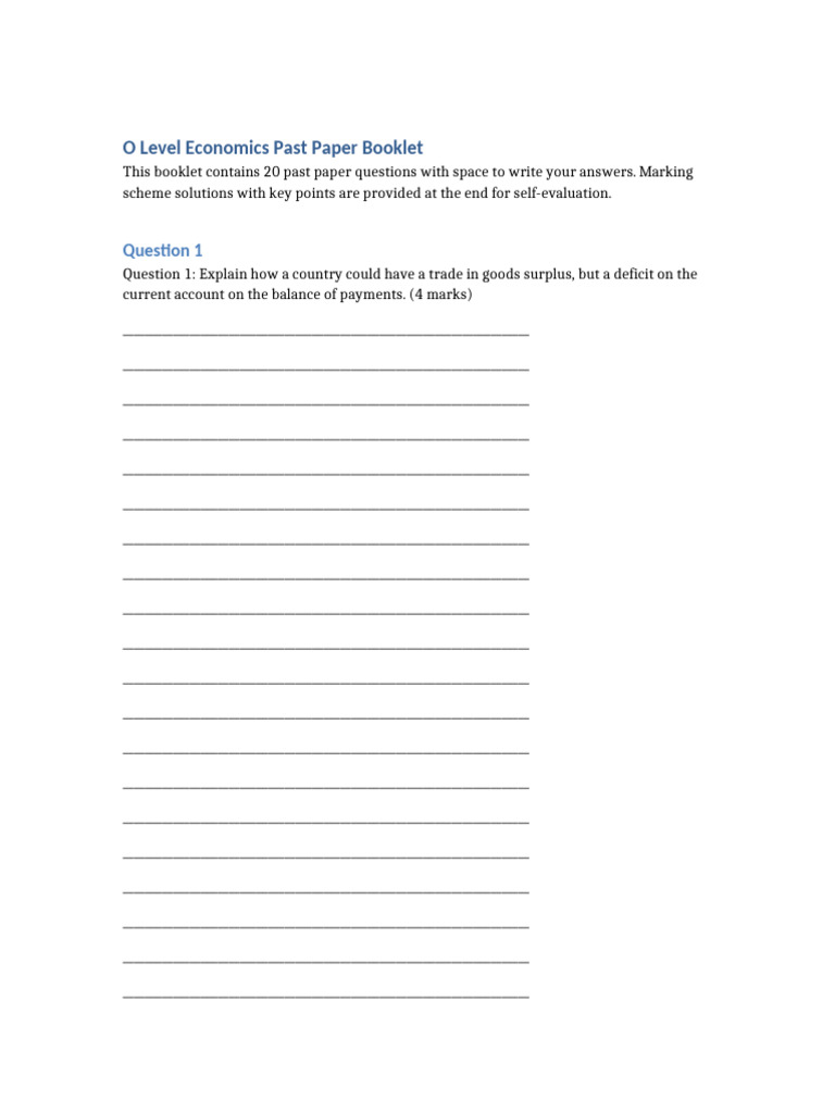 O Level Economics Past Paper Questions | PDF | Government Budget ...