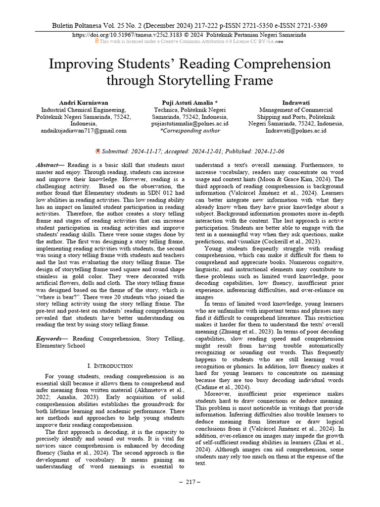 Enhancing Reading Comprehension via Storytelling | PDF | Reading ...