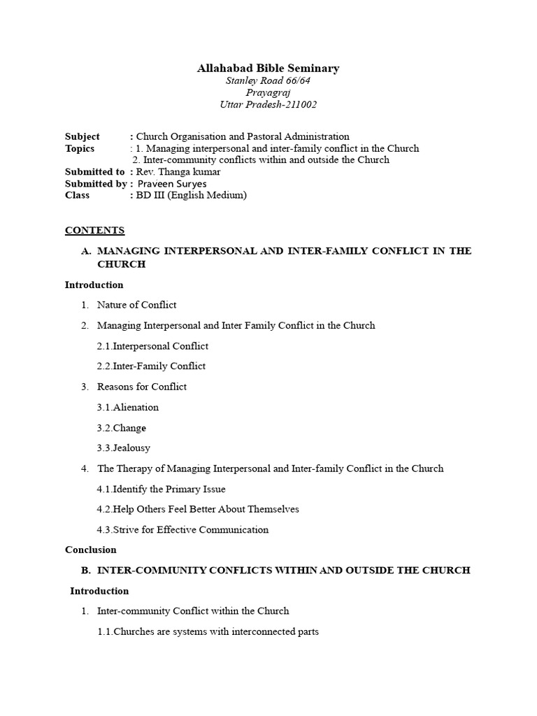 Church Organisation and Pastoral Administration | PDF | Communication ...